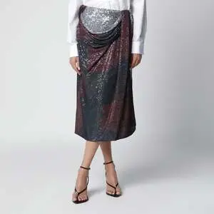 MAISON MARGIELA Printed Draped Sequin Maxi Skirt - Multicolor