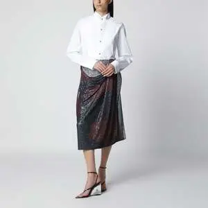 MAISON MARGIELA Printed Draped Sequin Maxi Skirt - Multicolor