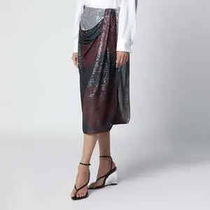 MAISON MARGIELA Printed Draped Sequin Maxi Skirt - Multicolor