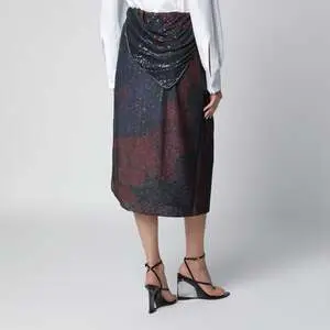 MAISON MARGIELA Printed Draped Sequin Maxi Skirt - Multicolor