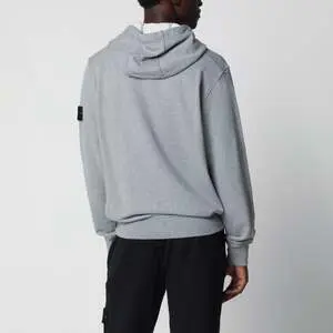 Stone Island Cotton Hoodie With Kangaroo Pocket - Grey