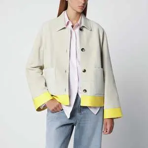 Loewe Light Suede Jacket With Contrasting Inserts - Grey