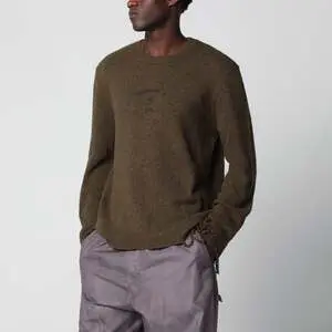 MAISON MARGIELA Crew-neck Sweater In Khaki/black Wool Blend - Green