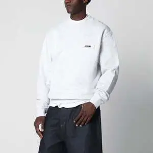 Jacquemus Crewneck Sweatshirt With Grosgrain Logo - Grey