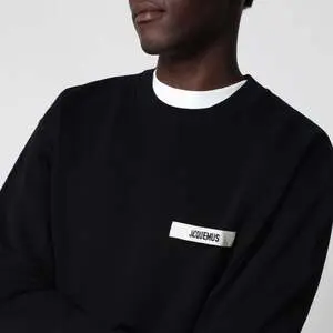 Jacquemus Crewneck Sweatshirt With Grosgrain Logo - Black