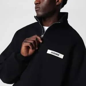 Jacquemus Zip-neck Sweatshirt With Gros Grain Logo
