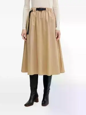 BENETTON Belted Flared Midi Skirt