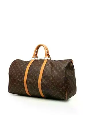 LOUIS VUITTON 2001 Monogram Keepall 55 Travel Bag - Brown