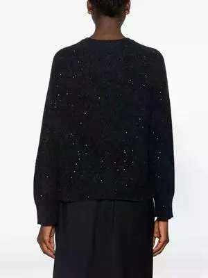 Fabiana Filippi Sequin Embellished Crew Neck Sweater - Blue