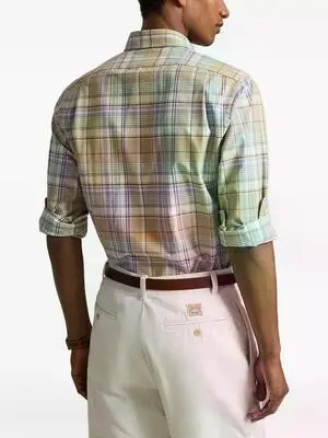 Polo Ralph Lauren Plaid-check Embroidered-logo Shirt - Neutrals