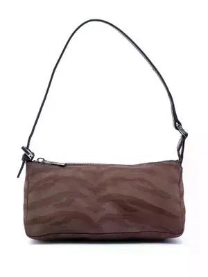 Fendi 2000-2010 Zebra Print Canvas Pochette Shoulder Bag - Brown
