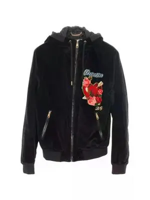 Dolce & Gabbana Embroidered Hooded Jacket - Black
