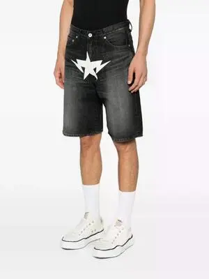 A BATHING APE Star Print Denim Shorts
