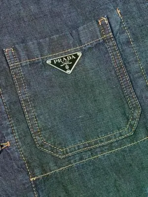 Prada Chambray Triangle Logo Denim Jacket