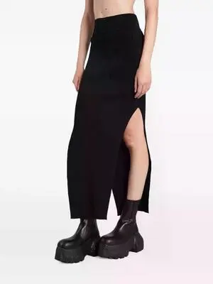 Rick Owens Ribbed Side-slit Maxi Skirt