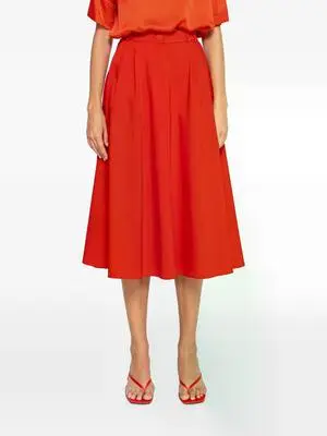 NISSA High-waisted Cotton Midi Skirt - Red