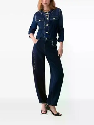 Liu Jo Slim Fit Denim Jacket With Rhinestones - Blue