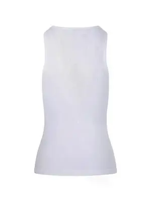 GANNI Ribbed Logo Tank Top - White