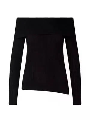Liu Jo Wool Sweater With Bardot Neckline - Black