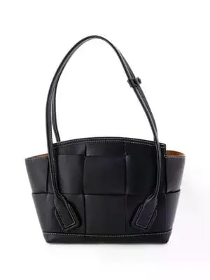 Bottega Veneta Arco Bag Maxi Intrecciato Leather Small Shoulder Bag - Black