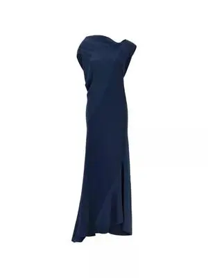 Alberta Ferretti Asymmetrical Draped Midi Dress