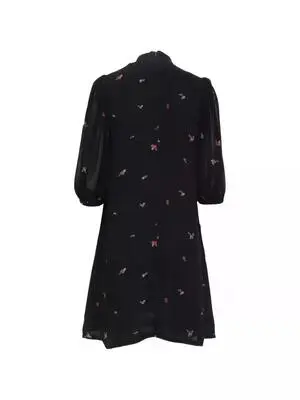 GANNI Gathered Floral-print Mini Dress