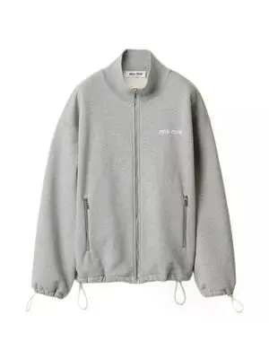 Miu Miu Logo-embroidered Zip-up Hoodie