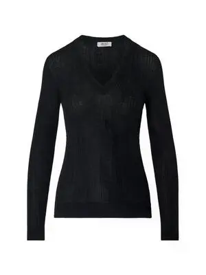 Liu Jo Wool Sweater With V-neck - Black