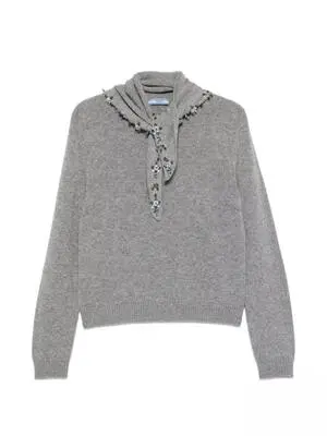 Prada Crystal-embellished Cashmere Sweater - Grey