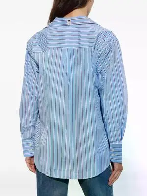 Palm Angels Striped Embroidered-logo Shirt