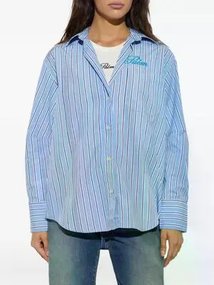 Palm Angels Striped Embroidered Logo Shirt