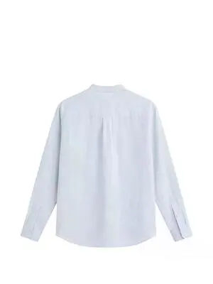 Seventy Band-collar Linen Shirt - Blue