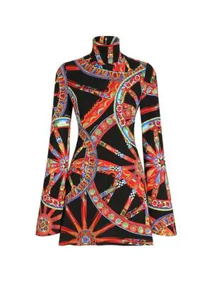Dolce & Gabbana Carretto-print Charmeuse Dress - Black