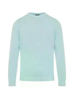 MANDELLI Crew-neck Ribbed-trim Sweater - Blue
