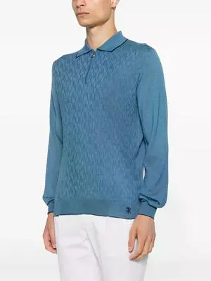 Stefano Ricci Geometric-pattern Zip-fastening Polo Shirt
