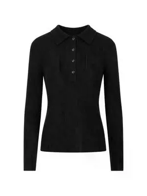 P.a.r.o.s.h Ribbed-knit Polo Top - Black