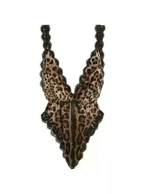 Dolce & Gabbana Leo-print Satin Bodysuit