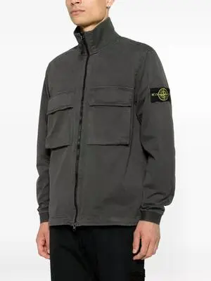 Stone Island Logo-patch Zip-up Shirt Jacket