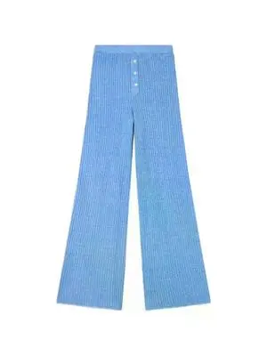 Guest In Residence Ribbed-knit Button-front Trousers - Blue