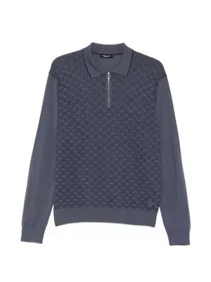 Stefano Ricci Geometric-pattern Zip-fastening Polo Shirt