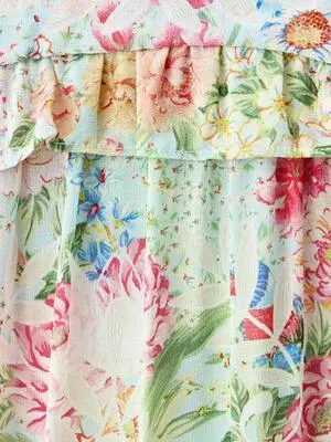Farm Rio Rendeira Floral-print Ruffled Maxi Dress - Neutrals