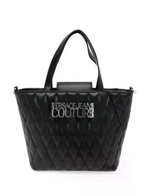 Versace Quilted Logo-plaque Tote Bag - Black