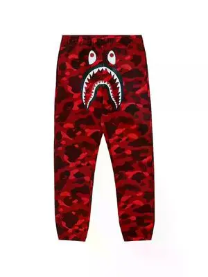 A BATHING APE Camo Shark Track Pants - Red