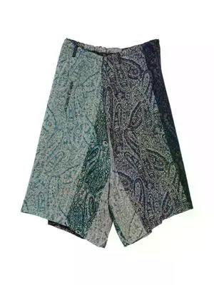 Y’s Patterned Crop Trousers - Blue