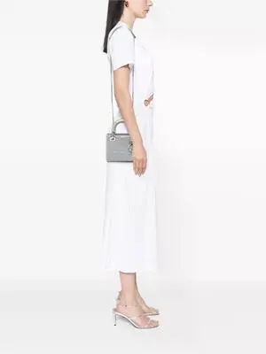 Dior 2015 Mini Iridescent Lambskin Cannage Lady Satchel - Silver