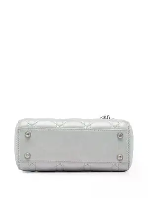 Dior 2015 Mini Iridescent Lambskin Cannage Lady Satchel - Silver