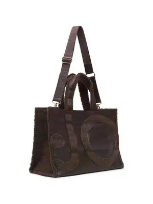 Liu Jo Large Shearling Trimmed Tote Bag With Maxi Logo