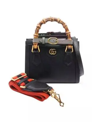 Gucci 2016-2026 Mini Calfskin Bamboo Diana Satchel - Black