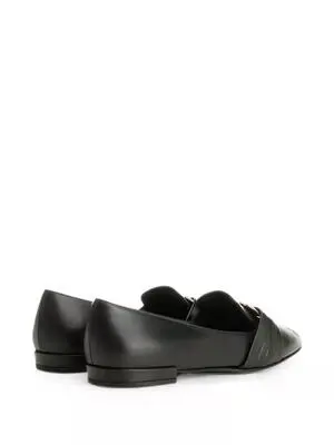 FERRAGAMO Gancini Plaque Leather Loafers