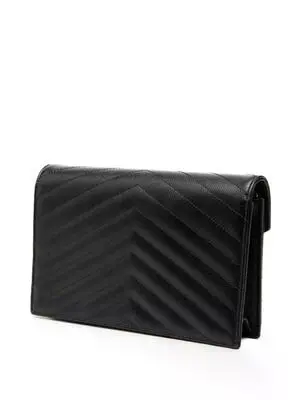Saint Laurent Cassandre Envelope Chain Wallet Crossbody Bag - Black